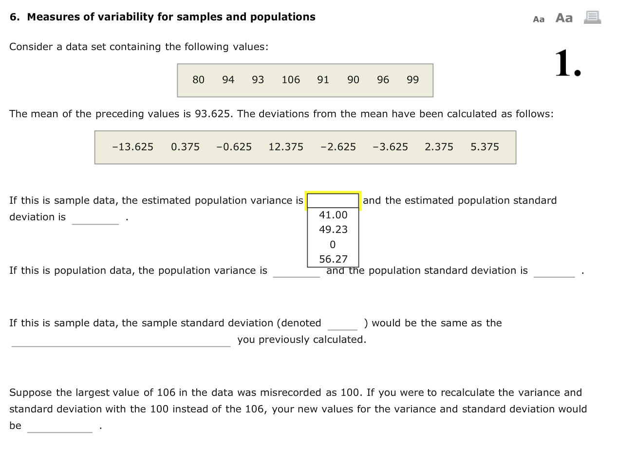 Solved 6. Measures of variability for samples and | Chegg.com
