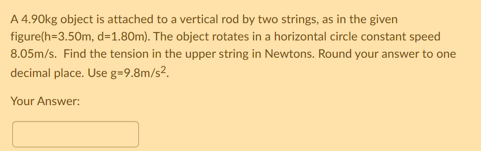 A 4.90kg object is attached to a vertical rod by two | Chegg.com