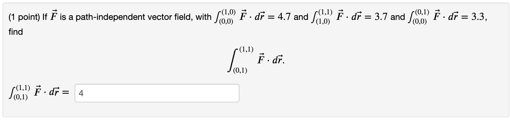 Solved (1 point) If Ę is a path-independent vector field, | Chegg.com