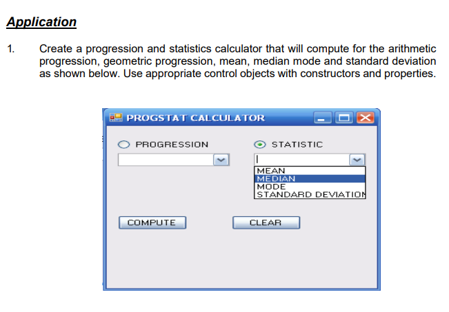Solved Application 1. Create a progression and statistics | Chegg.com