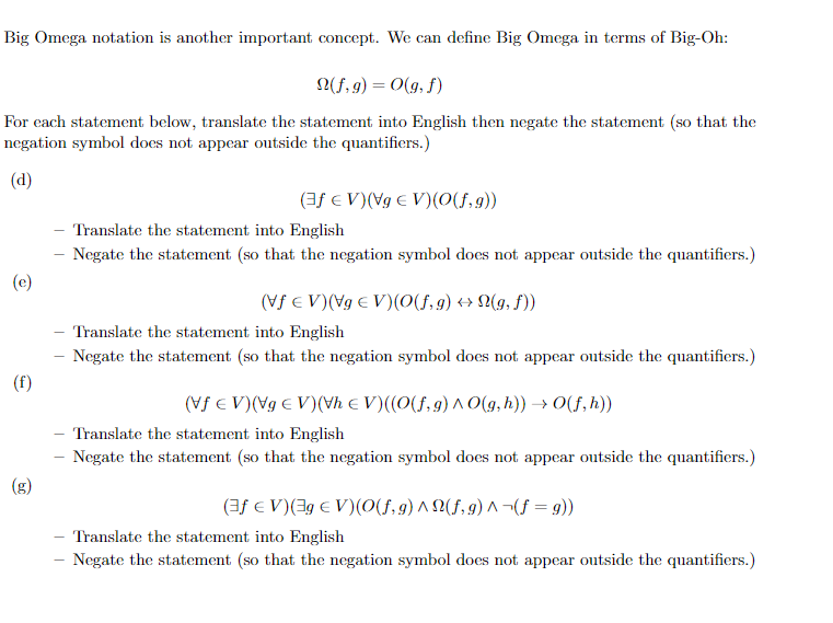 Solved Big Omega notation is another important concept. We | Chegg.com