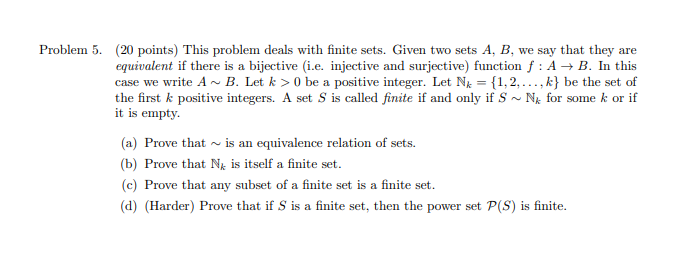 Solved Problem 5. (20 points) This problem deals with finite | Chegg.com