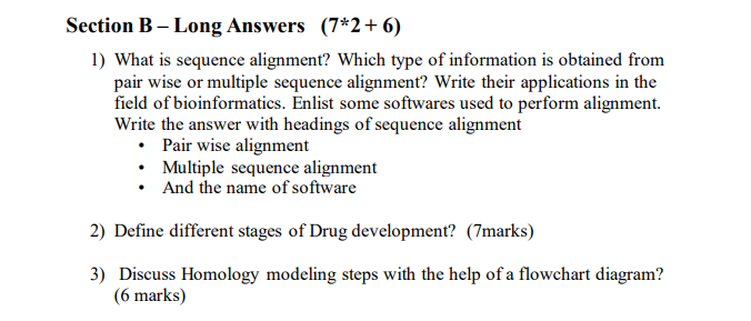 Solved Section B - Long Answers (7*2 + 6) 1) What is | Chegg.com