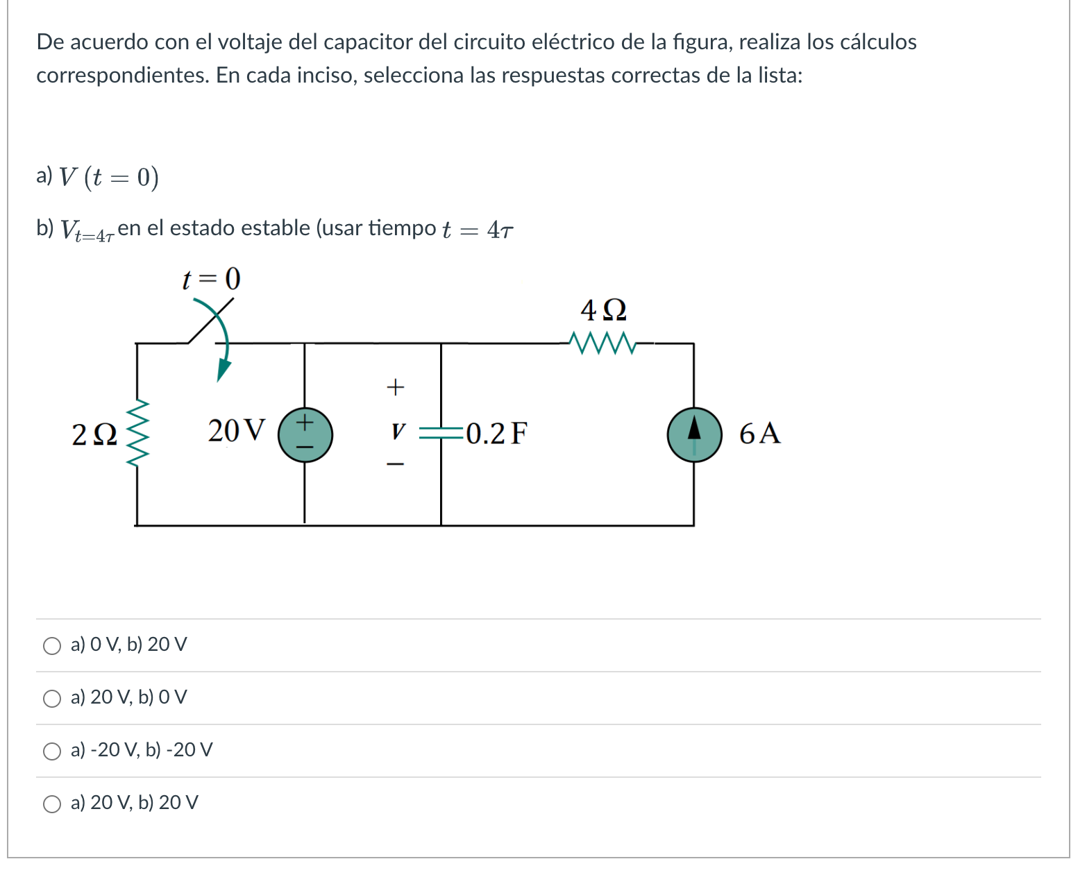 Solved De acuerdo con el voltaje del capacitor del circuito | Chegg.com