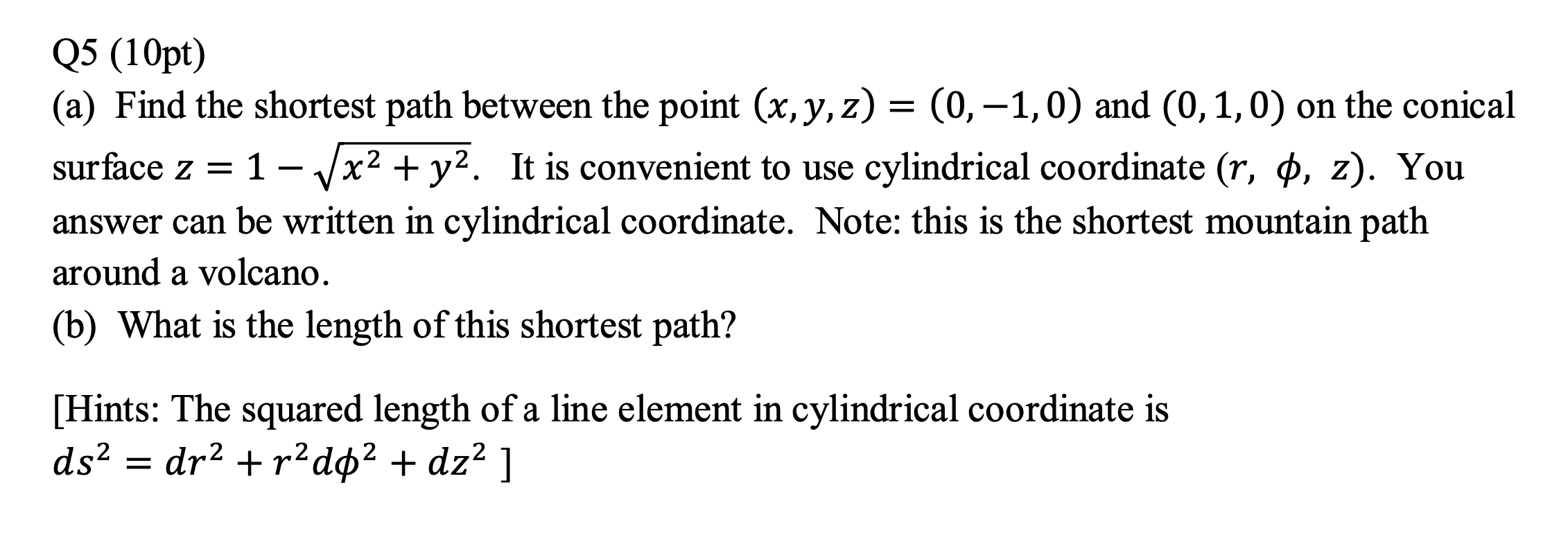 Solved Q5 (10pt) (a) Find the shortest path between the | Chegg.com