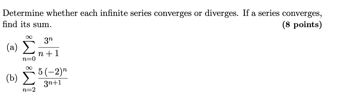 Solved Determine whether each infinite series converges or | Chegg.com