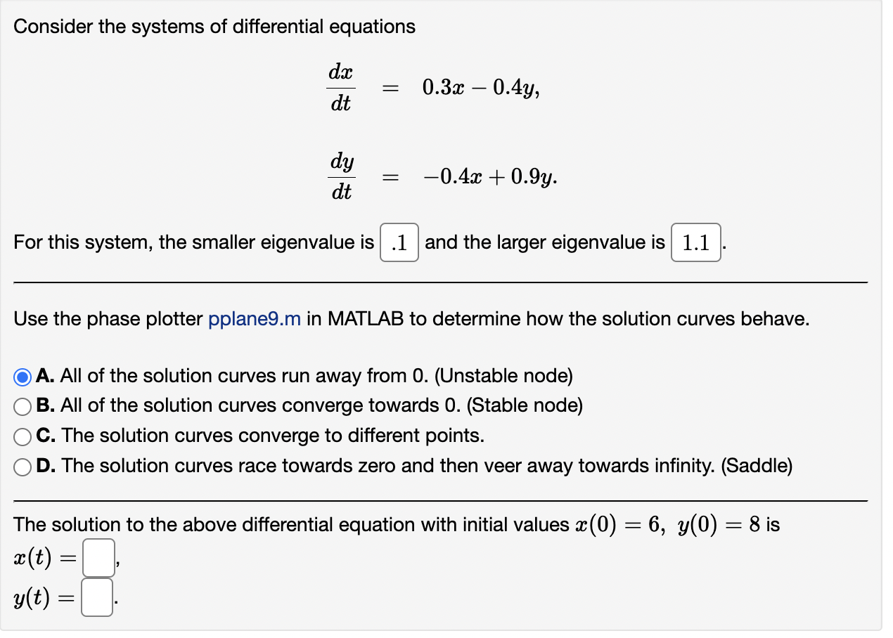 Solved Consider the systems of differential equations | Chegg.com