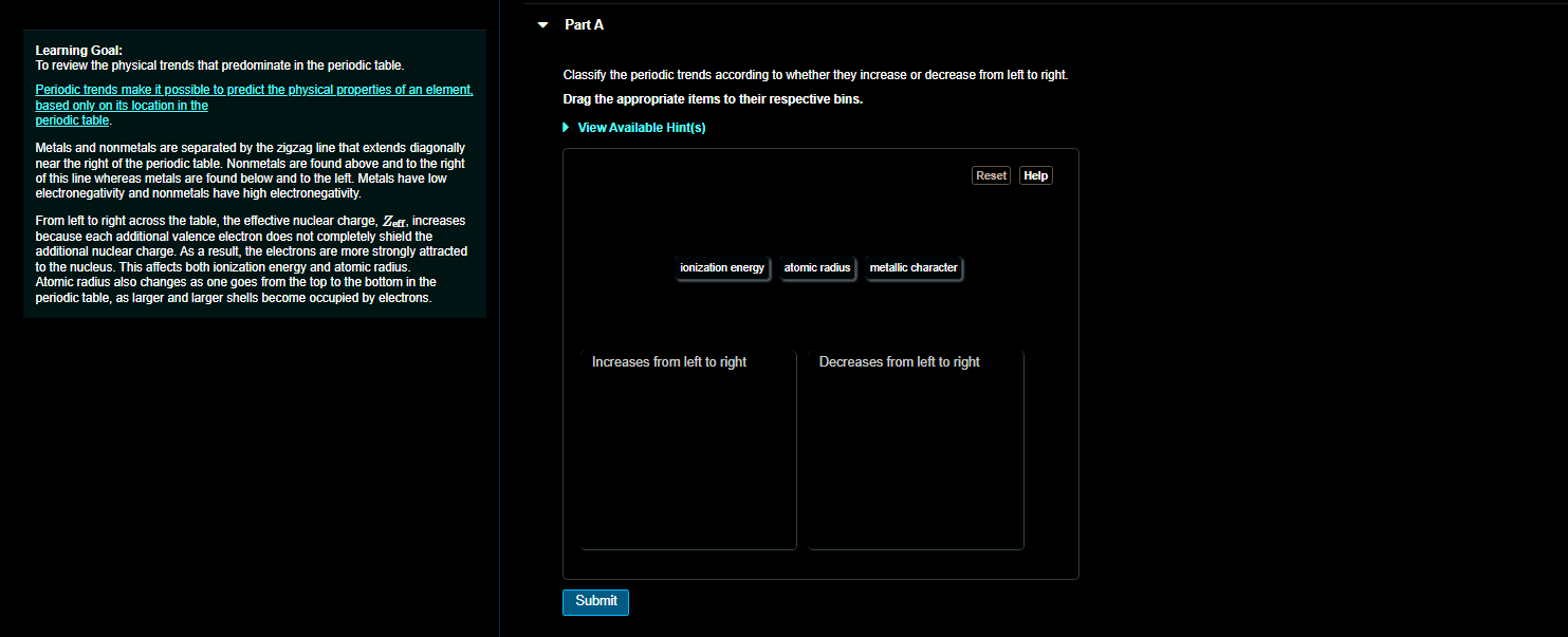 Solved Learning Goal: To review the physical trends that | Chegg.com