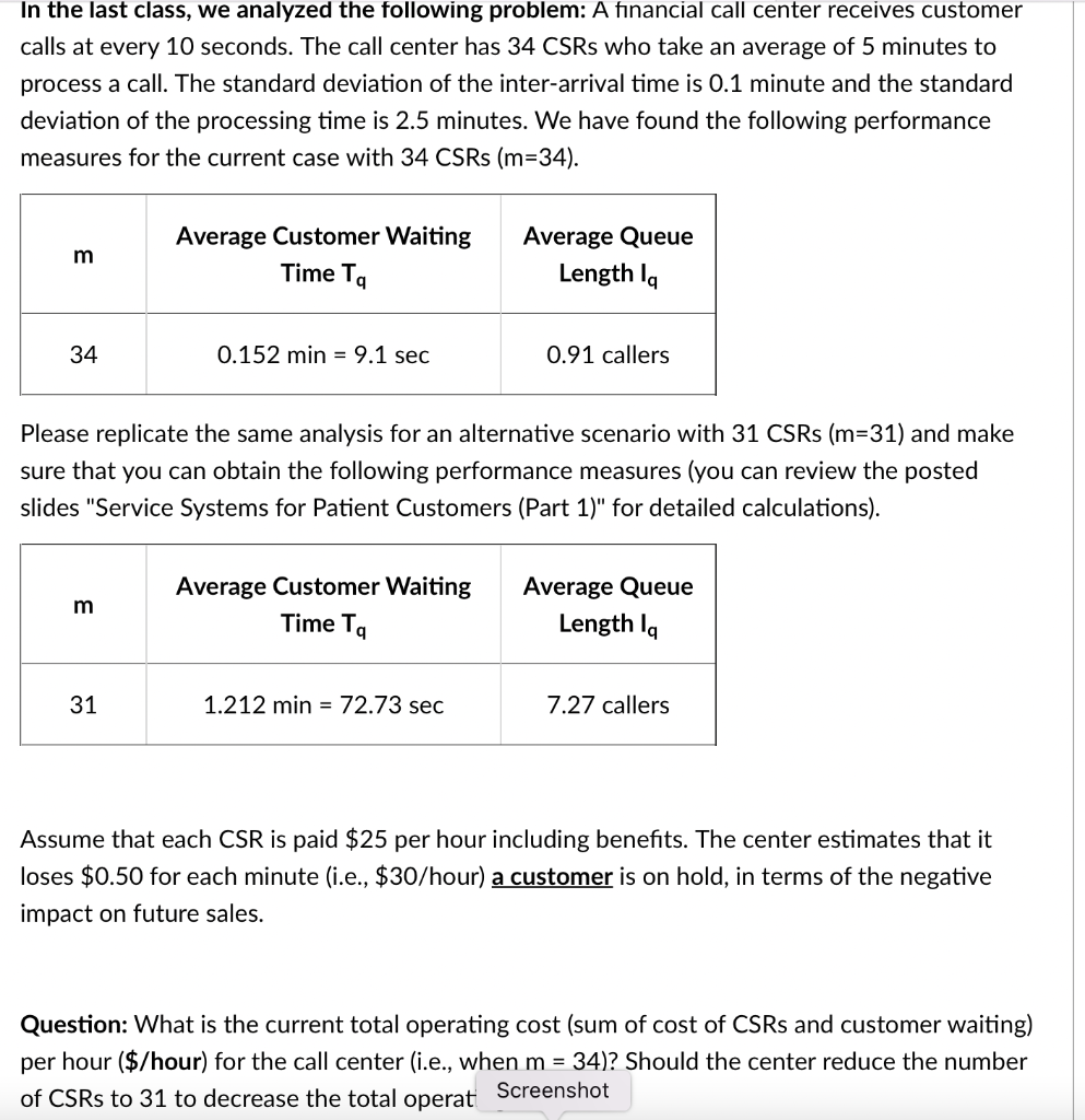 Solved In the last class, we analyzed the following problem: | Chegg.com