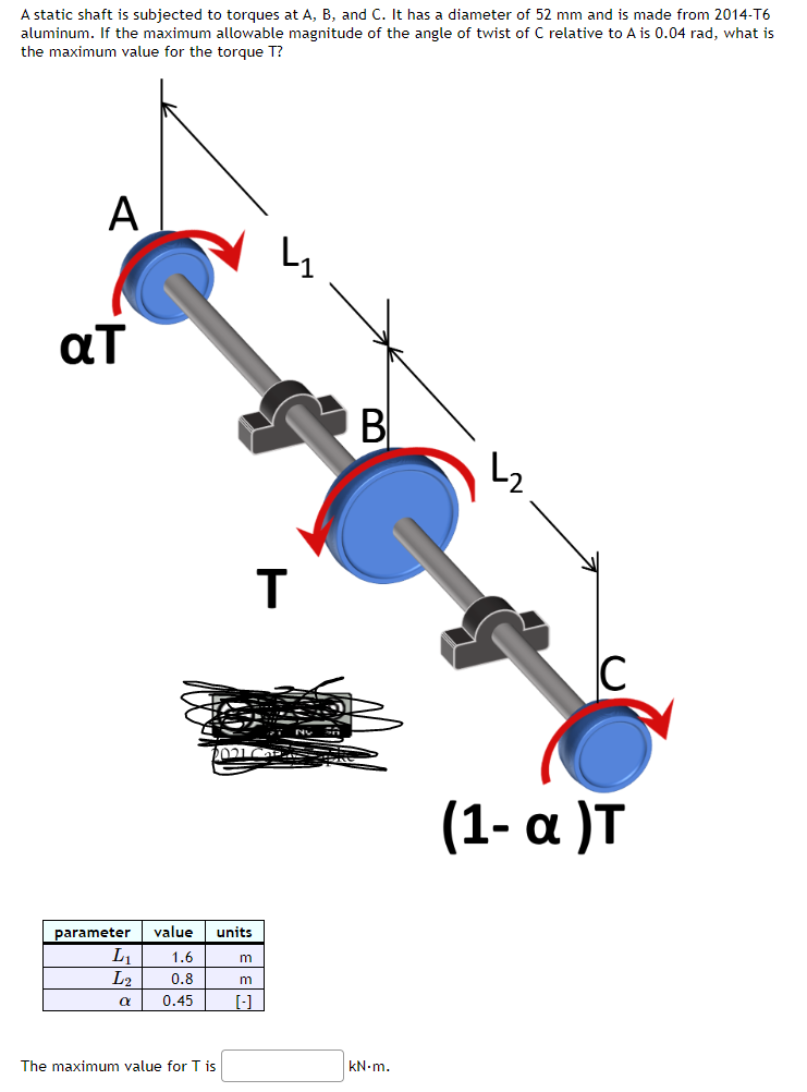 Solved A static shaft is subjected to torques at A, ﻿B, ﻿and | Chegg.com