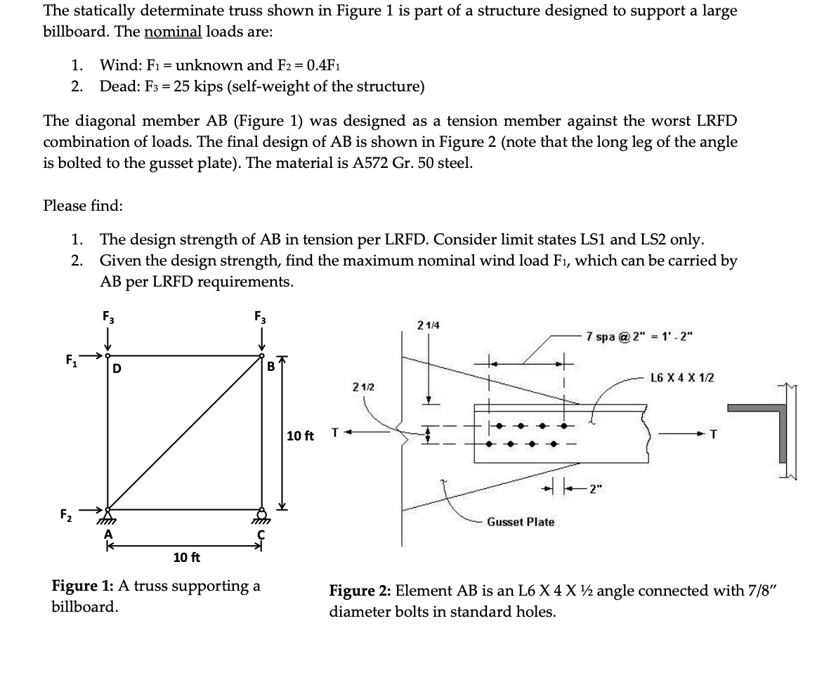 Solved The statically determinate truss shown billboard. The | Chegg.com