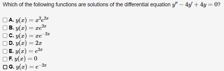 Solved Which of the following functions are solutions of the | Chegg.com