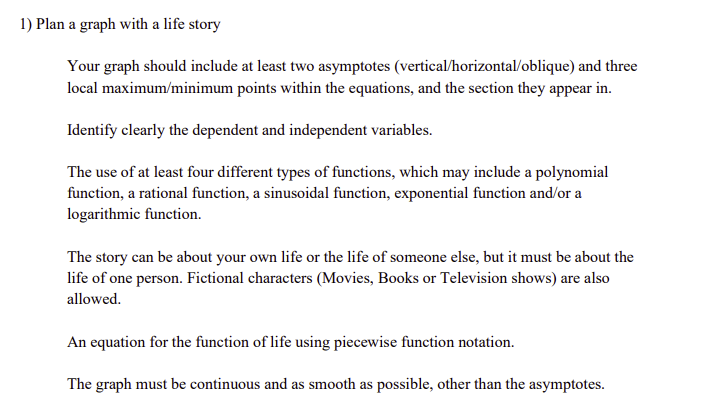 Solved 1) Plan a graph with a life story Your graph should | Chegg.com