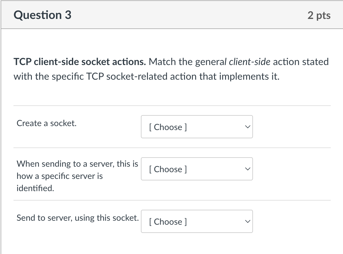 Solved TCP client-side socket actions. Match the general | Chegg.com Solved TCP client-side socket actions. Match the general | Chegg.com