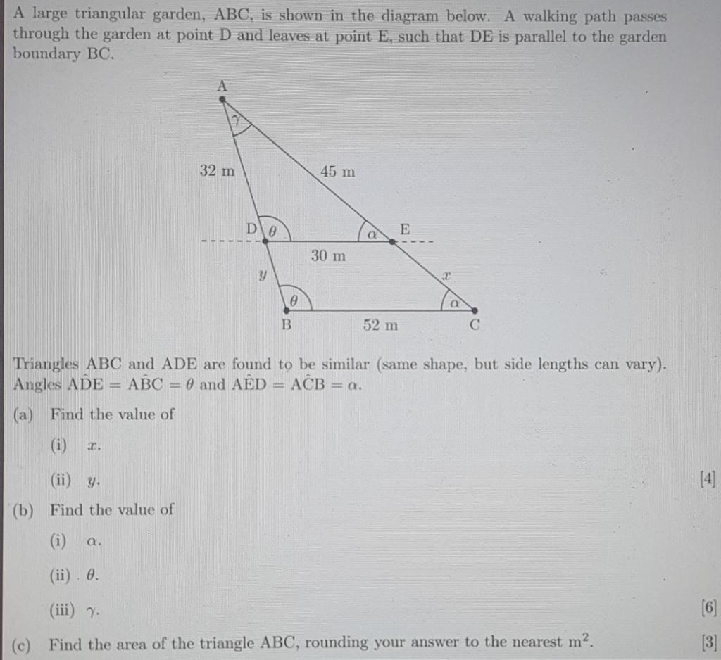 Solved A large triangular garden, ABC, is shown in the | Chegg.com