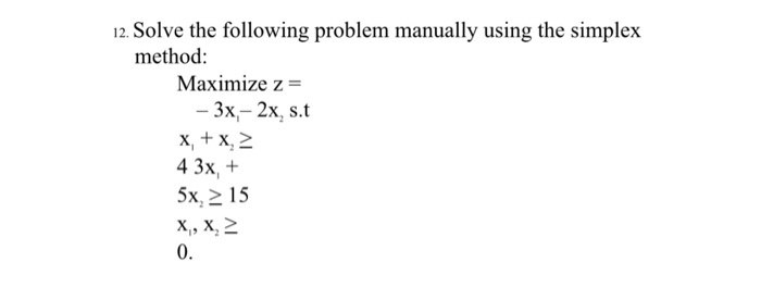 Solved u2 Solve the following problem manually using the | Chegg.com