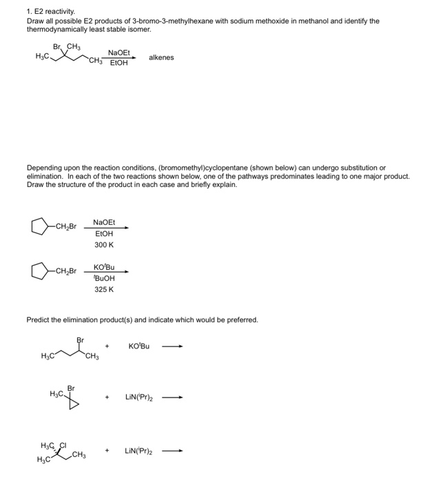 Solved E2 reactivity. Draw all possible E2 products of 3 - | Chegg.com