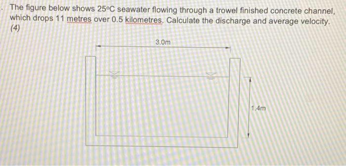 Solved The figure below shows 25°C seawater flowing through | Chegg.com