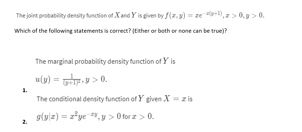 Solved The joint probability density function of X and Y is | Chegg.com