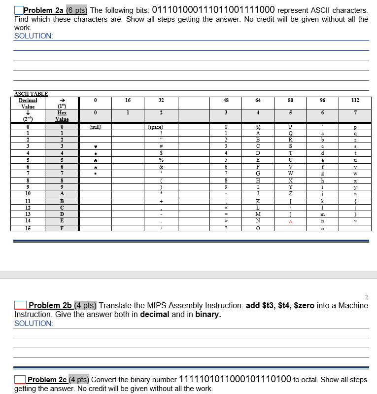 Solved Problem 2a 6 pts) The following bits: | Chegg.com