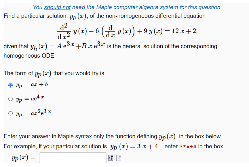 Solved You should not need the Maple computer algebra system | Chegg.com