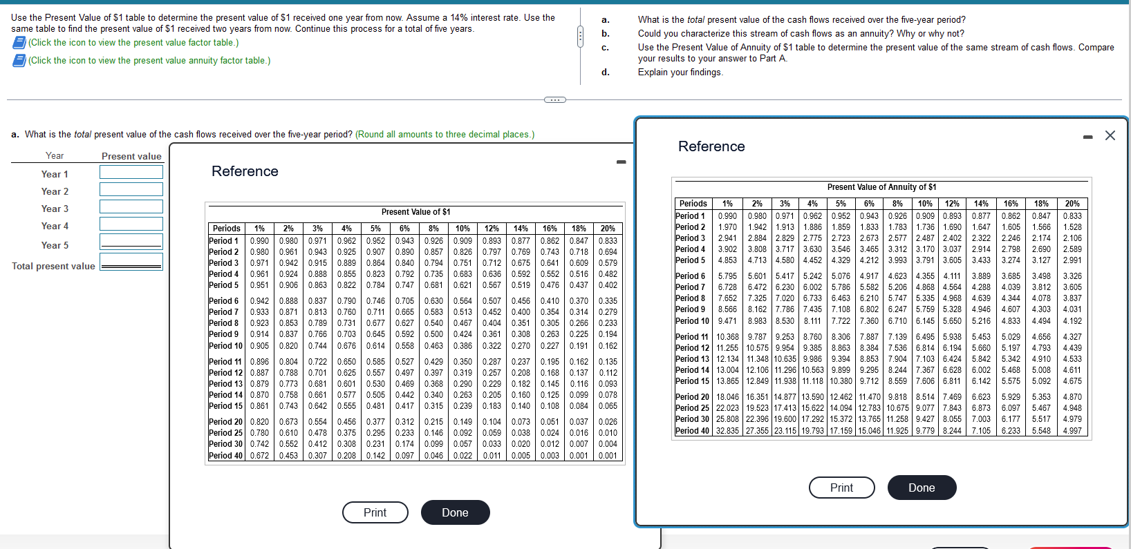 Solved Use the Present Value of $1 table to determine the | Chegg.com