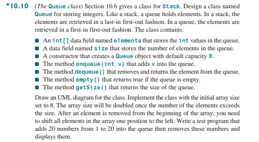 Solved 0 (The Queue class) Section 10.6 gives a class for | Chegg.com