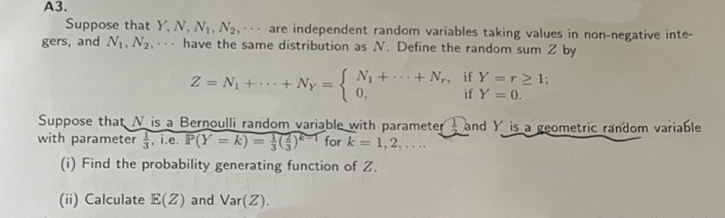 Solved Suppose that \\( Y, N, N_{1}, N_{2}, \\cdots \\) are | Chegg.com