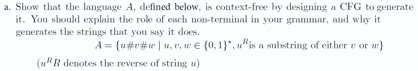 Solved a. Show that the language A, defined below, is | Chegg.com