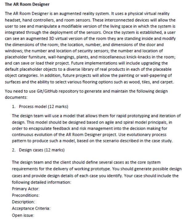 Solved The AR Room Designer is an augmented reality system. | Chegg.com