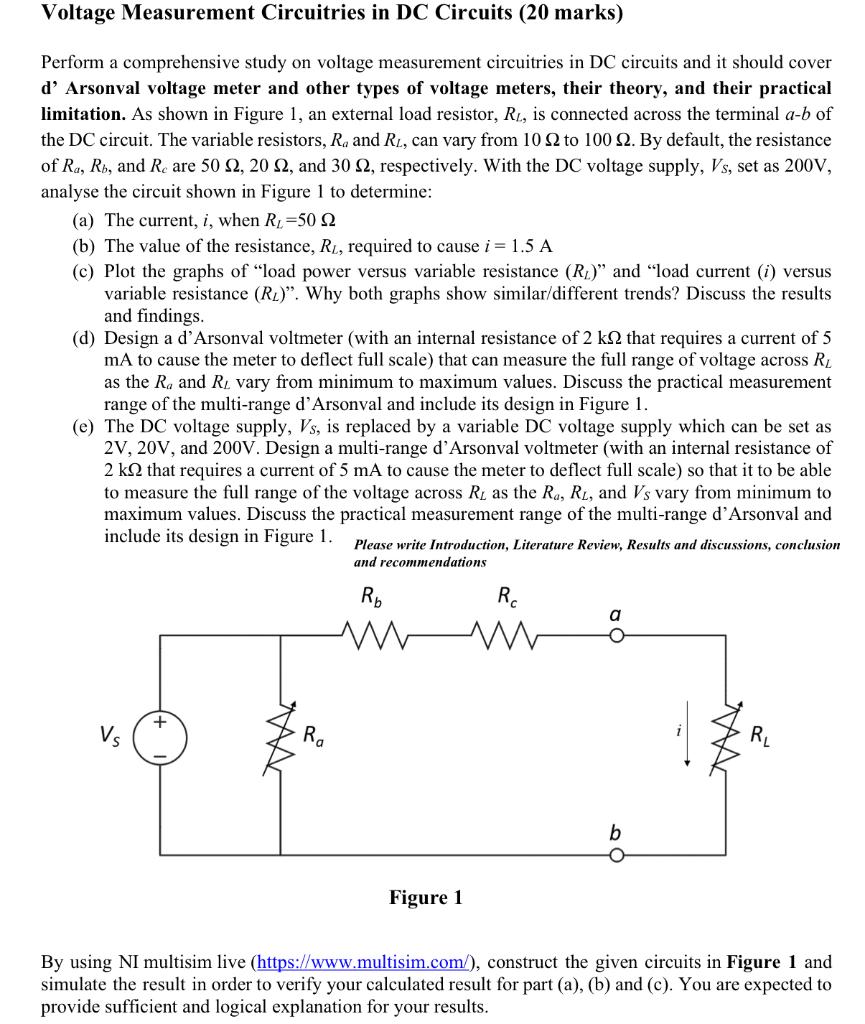 Solved Voltage Measurement Circuitries in DC Circuits (20 | Chegg.com
