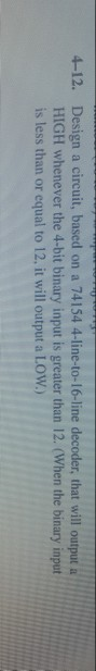 Solved design a circuit, based on a 74154 4 lines to 16 | Chegg.com