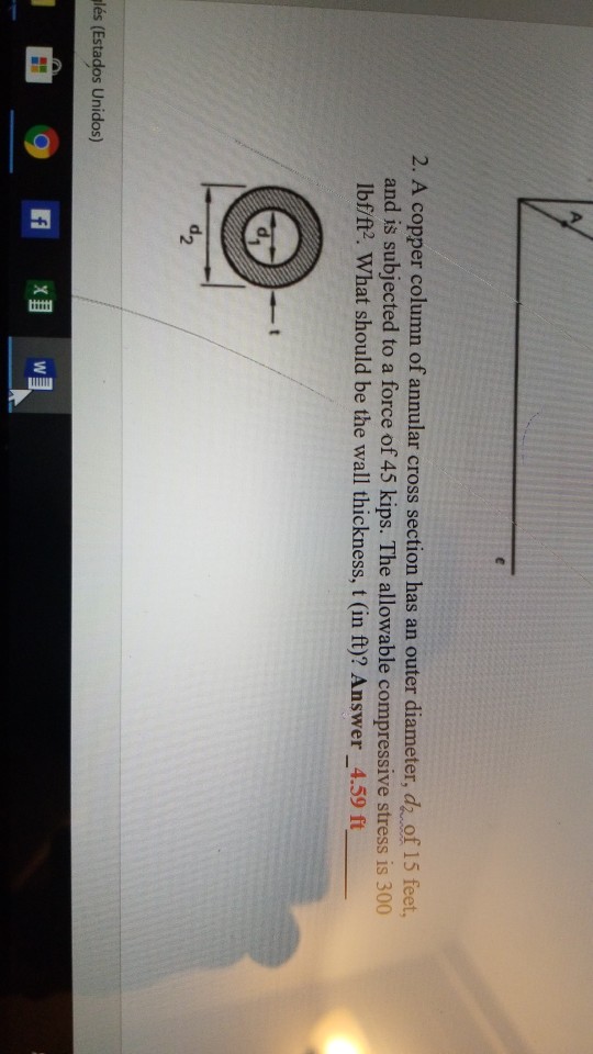 Solved 2. A copper column of annular cross section has an | Chegg.com