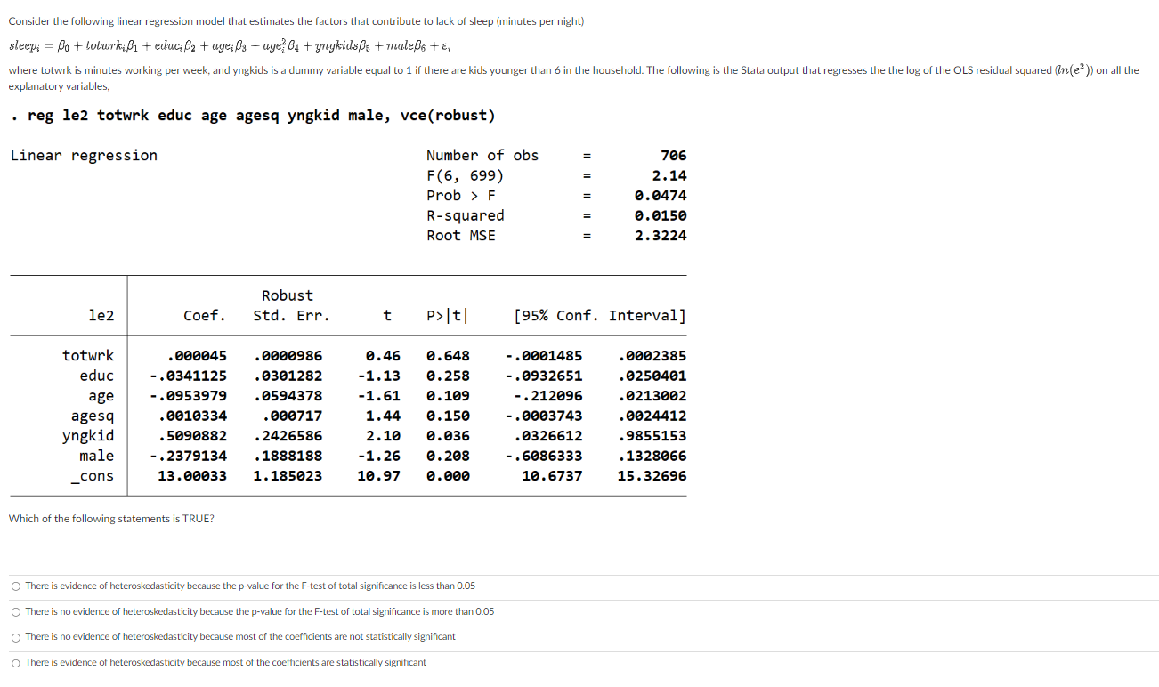 Solved Consider the following linear regression model that | Chegg.com