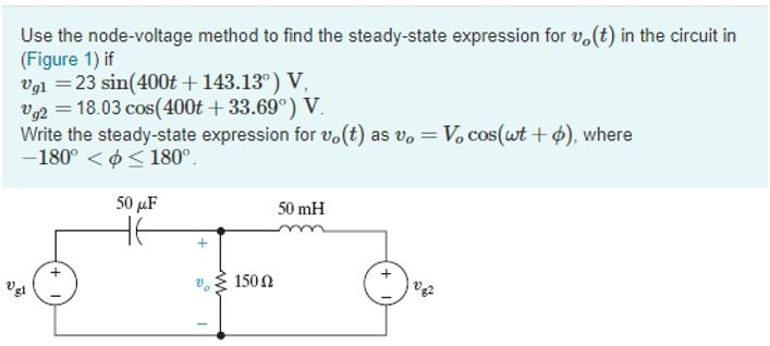 Solved Use the node-voltage method to find the steady-state | Chegg.com