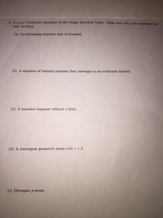 Solved Construct examples of the things described below. | Chegg.com