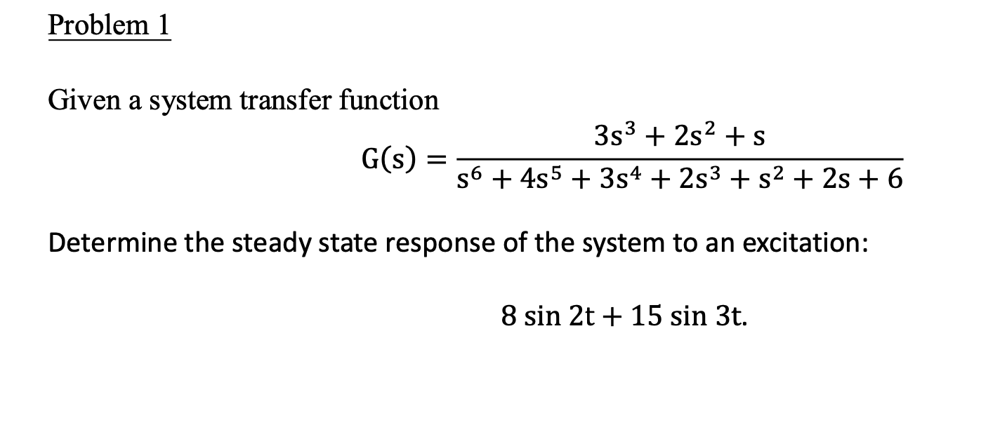 Solved Given a system transfer function | Chegg.com
