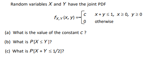 Solved Random variables X and Y have the joint PDF | Chegg.com