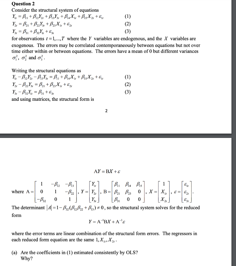 Solved (b) Is the order condition of identification | Chegg.com
