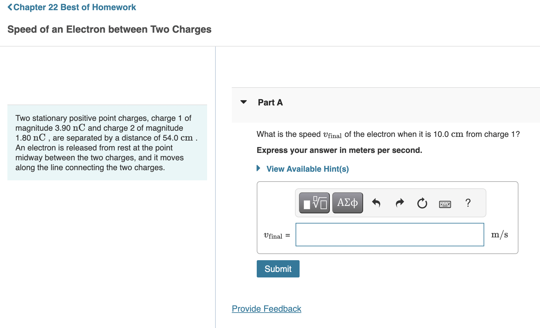 Solved 1.80nC54.0cmvfinal 10.0cmvfinal =ms3.90nC ﻿and charge | Chegg.com
