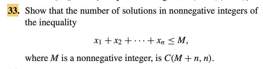 Solved 33. Show that the number of solutions in nonnegative | Chegg.com