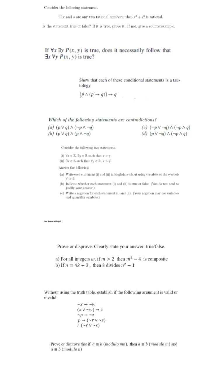 Use known logical equivalences to show that the given | Chegg.com