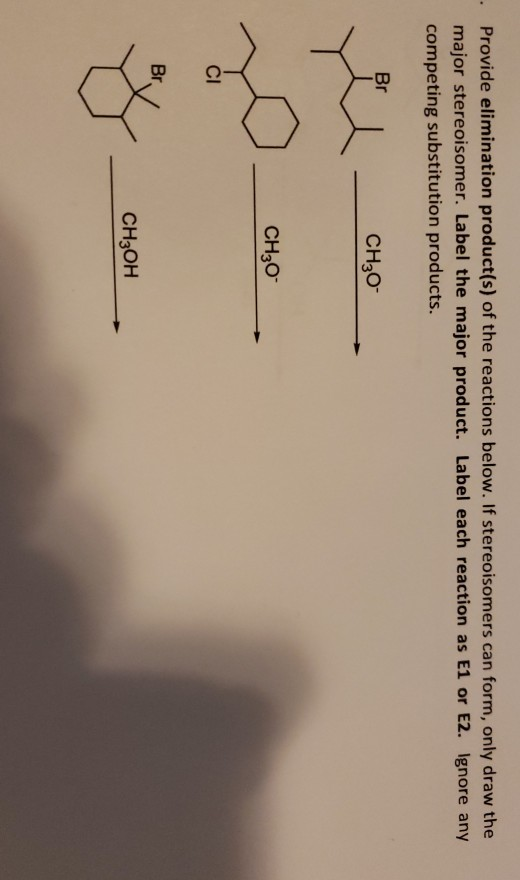 Solved Provide elimination product(s) of the reactions | Chegg.com