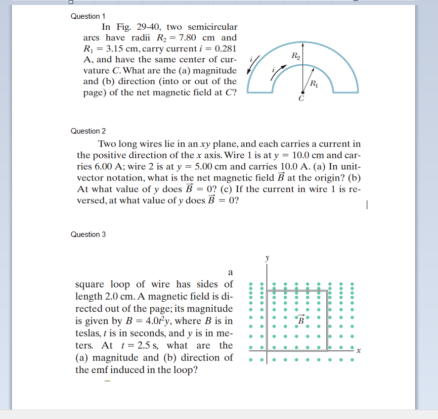 Solved Question 1 In Fig. 29-40, two semicircular arcs have | Chegg.com