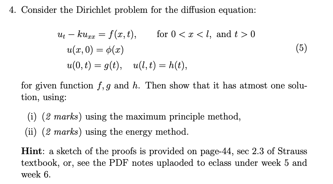 Solved Consider the Dirichlet problem for the diffusion | Chegg.com