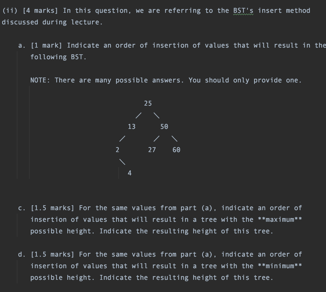 Solved (i) [4 marks] Indicate whether each statement is True | Chegg.com