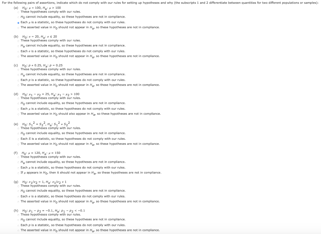 Solved For the following pairs of assertions, indicate which | Chegg.com
