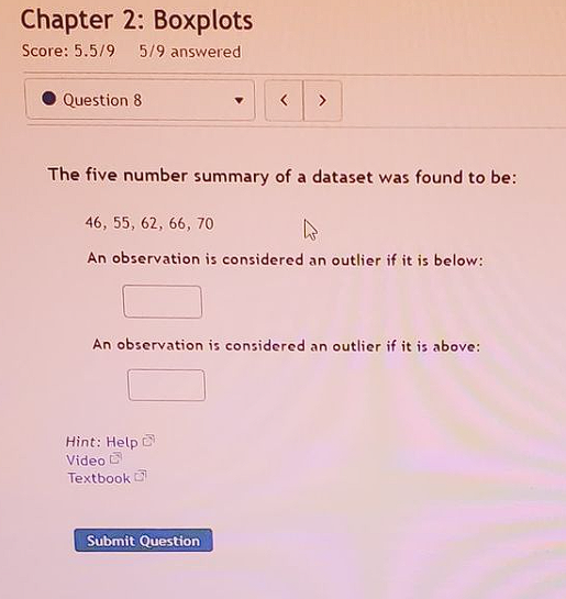 Solved Chapter 2 Boxplots Score 5 5 95 9 Answered The Five