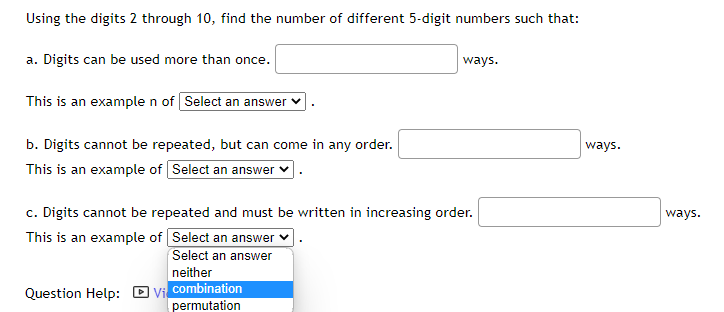 Solved Using the digits 2 through 10 , find the number of | Chegg.com