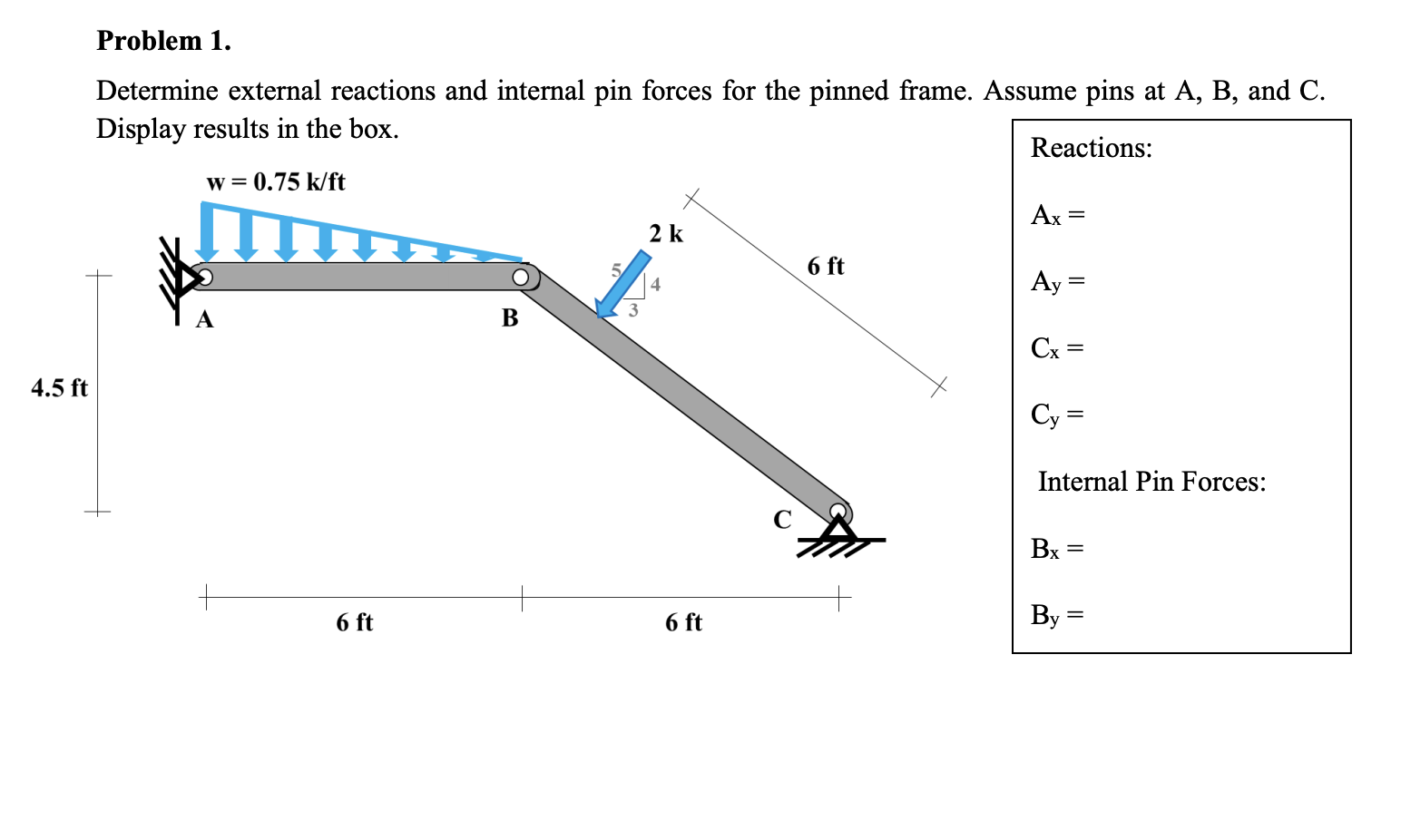 Solved Problem 1. Determine external reactions and internal | Chegg.com